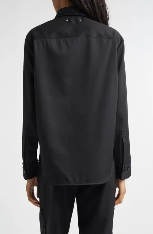 GOLDEN GOOSE Journey Floral Beaded Virgin Wool Twill Shirt