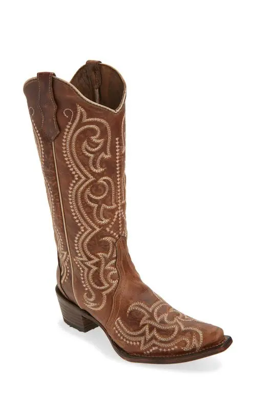 CIRCLE G Embroidered Western Boots - Brown