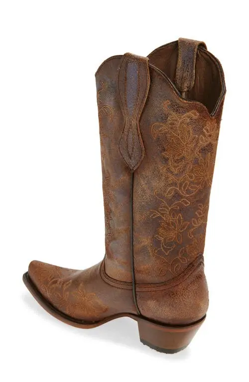 CIRCLE G Floral Embroidered Western Boots - Brown