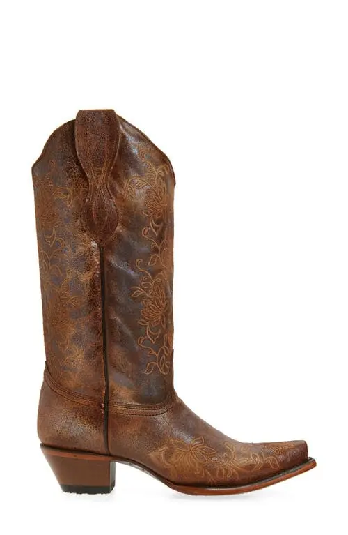 CIRCLE G Floral Embroidered Western Boots - Brown