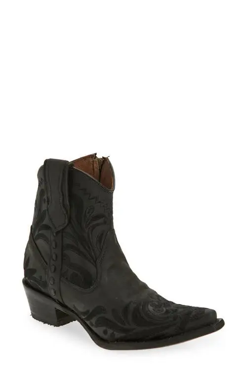 CIRCLE G Embroidered Western Ankle Boots - Black