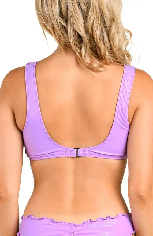 CITRUS Iridescent Bralette Bikini Top With Ruffle Trim