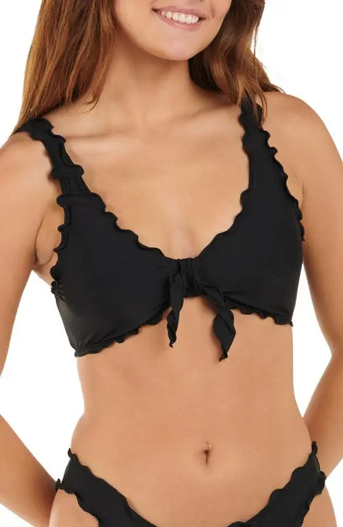 CITRUS Solid Merrow Bralette Bikini Top - Black