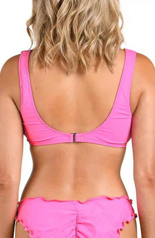 CITRUS Solid Merrow Bralette Bikini Top - Pop Pink