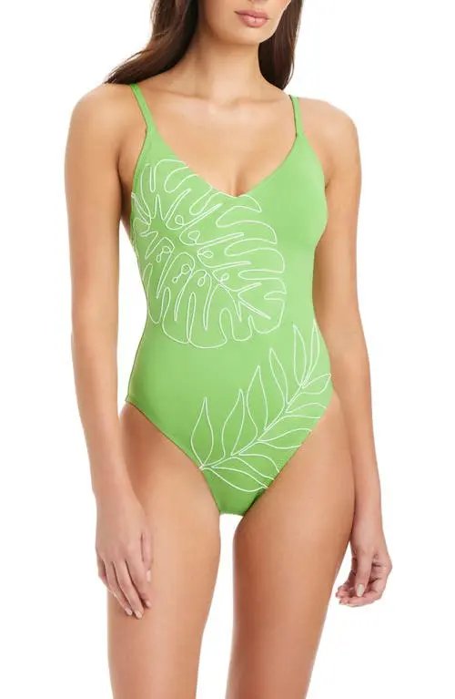 Sanctuary Embroidered Open Back One-piece Swimsuit - Provence Green