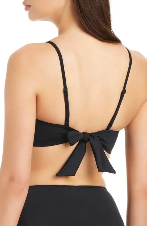 Sanctuary Embroidered Bandeau Bikini Top - Black