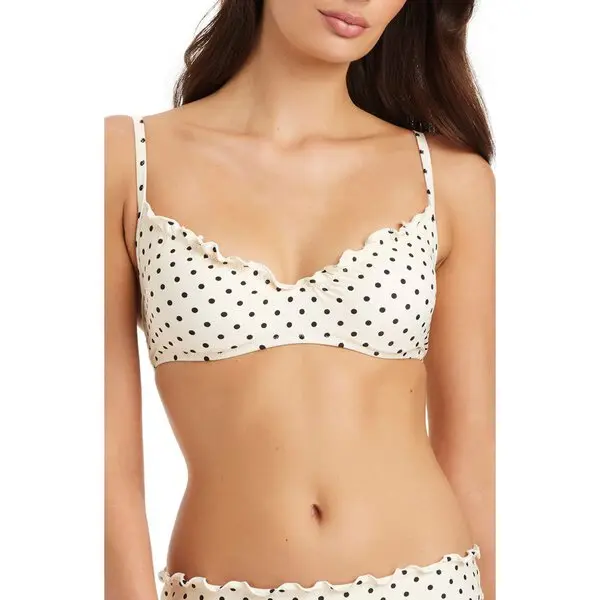 Sanctuary Polka Dot Bikini Top - White Sand