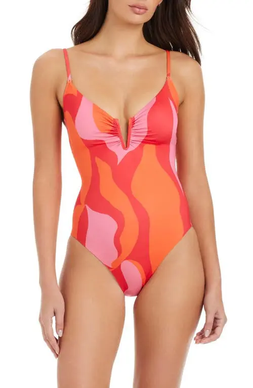 Sanctuary Abstract Print One-piece Swimsuit - Red Energy