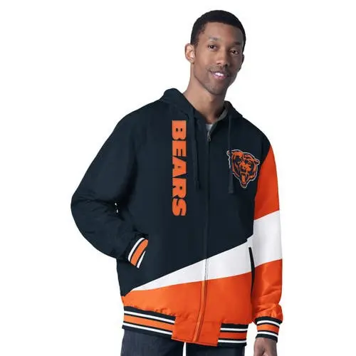 G-III SPORTS BY CARL BANKS Chicago Bears Dual Threat Reversible Full-zip Hooded Jacket - Navy
