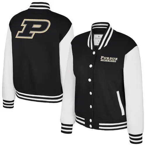 COLOSSEUM Purdue Boilermakers French Baguette Full Snap Fleece Jacket - Black