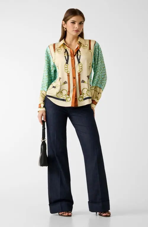 MARCIANO Amanda Chain Print Satin Shirt