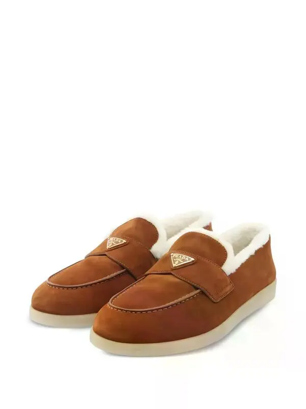 Prada Logo-plaque Shearling Loafers