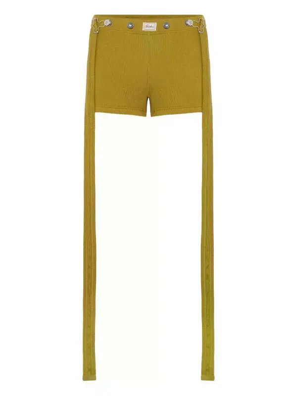 Jean Paul Gaultier Ribbed Patch-detail Trousers - Yellow