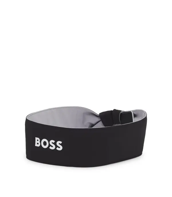 BOSS Sports Headband In Stretch Twill With Printed Logo - Black