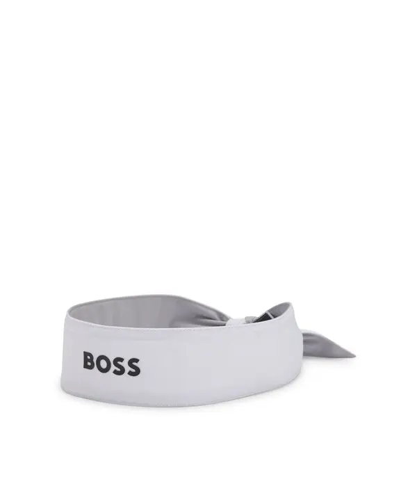 BOSS Sports Headband In Stretch Twill With Printed Logo - White