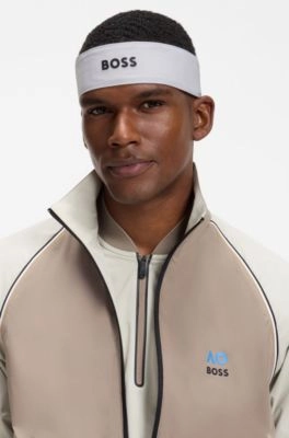 BOSS Stretch Twill Headband With Printed Logo - White