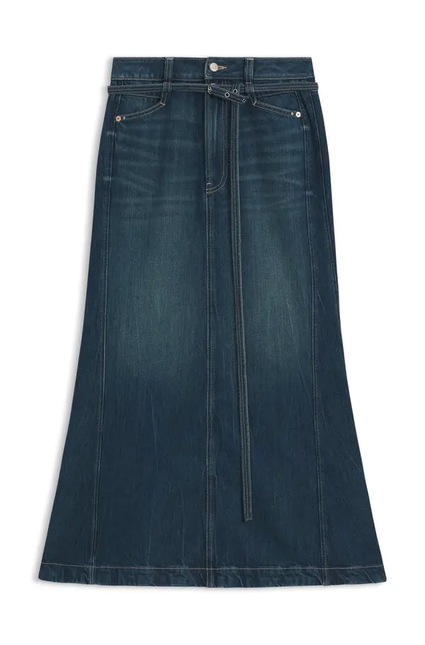 BOSS Flared Denim Midi Skirt