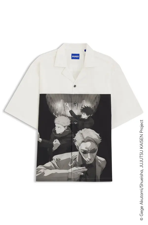 Hugo X Jujutsu Kaisen Relaxed-fit Shirt With Character Print - White