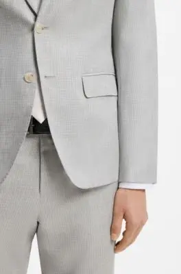 BOSS Two-piece Slim-fit Suit In Cotton And Virgin Wool - Light Grey