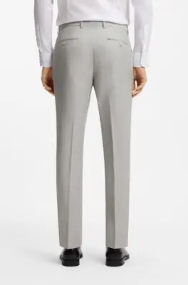 BOSS Two-piece Slim-fit Suit In Cotton And Virgin Wool - Light Grey