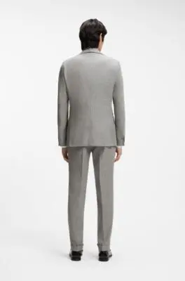 BOSS Two-piece Slim-fit Suit In Cotton And Virgin Wool - Silver
