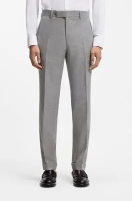 BOSS Two-piece Slim-fit Suit In Cotton And Virgin Wool - Silver
