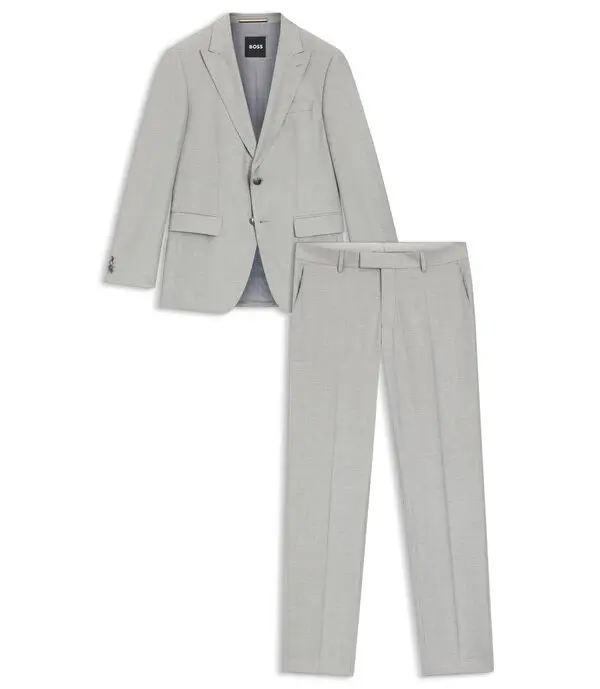 BOSS Two-piece Slim-fit Suit In A Wool Blend - Silver