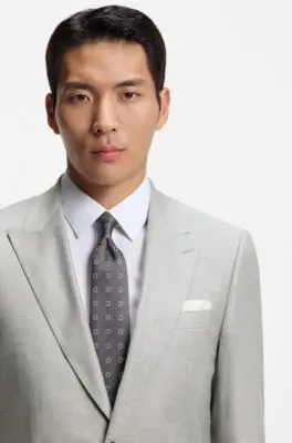 BOSS Two-piece Slim-fit Suit In A Wool Blend - Silver