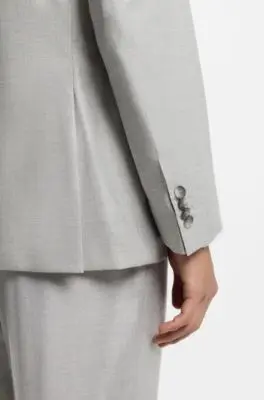 BOSS Two-piece Slim-fit Suit In A Wool Blend - Silver