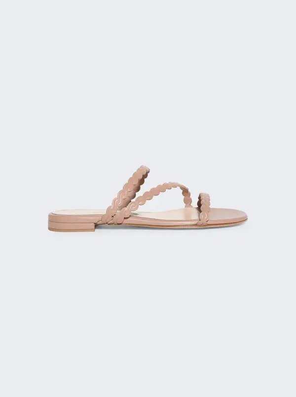 GIANVITO ROSSI Flat Leather Sandals - Beige