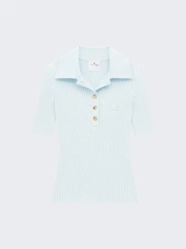 COURRÃ¨GES Rib Knit Polo Top
