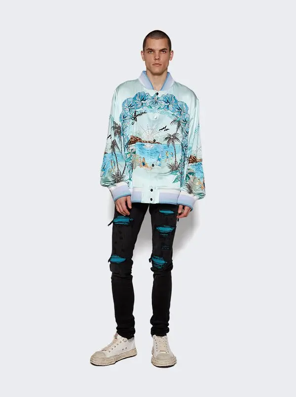 Amiri Embellished Resort Club Bomber - Blue