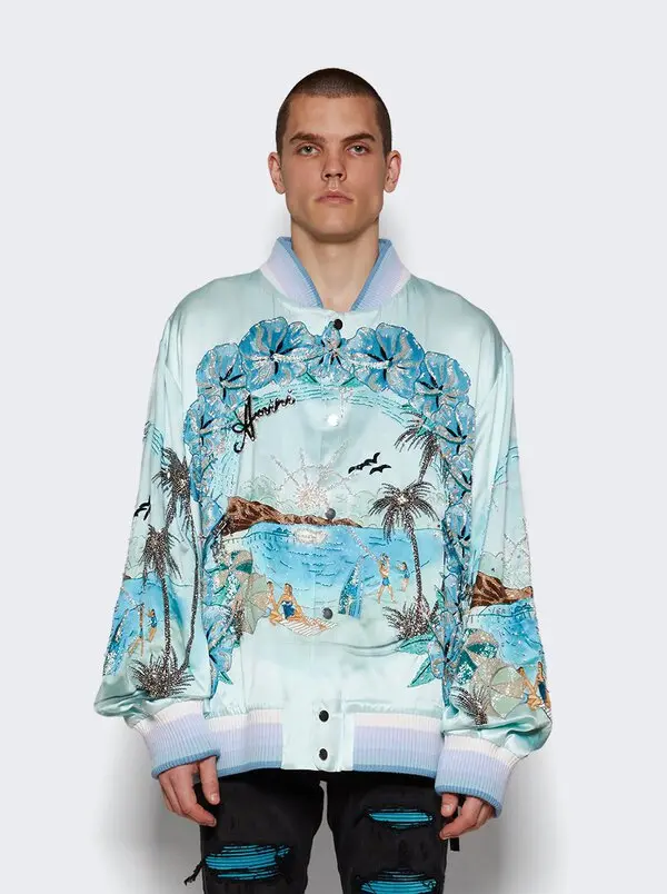 Amiri Embellished Resort Club Bomber - Blue