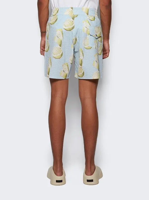 Givenchy Cotton Seersucker Swim Shorts With Print - Blue