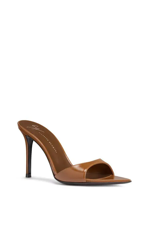 GIUSEPPE ZANOTTI Intriigo 90 Patent Leather Mules - Brown