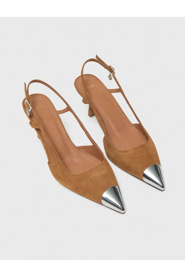 Maje Suede Slingback Pumps With Toe - Metallic