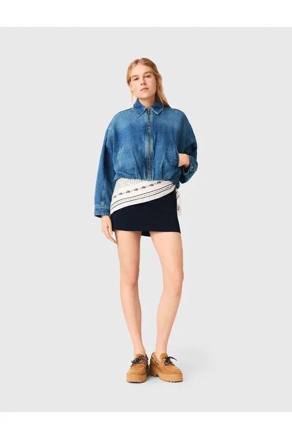 Maje Denim Bomber Jacket