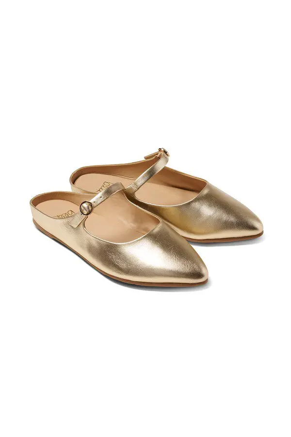 Beek Swallow Leather Mules - Gold