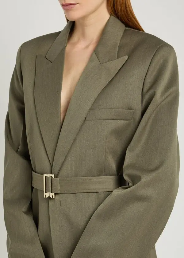 Victoria Beckham Belted Twill Blazer