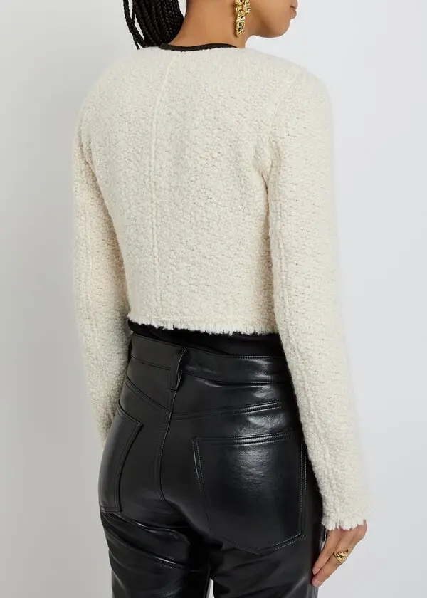 Isabel Marant Étoile Gradilia Cropped Bouclé Jacket With Faux Suede Trims - Ecru