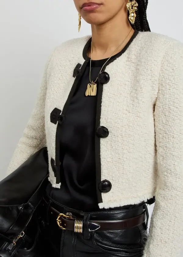 Isabel Marant Étoile Gradilia Cropped Bouclé Jacket With Faux Suede Trims - Ecru