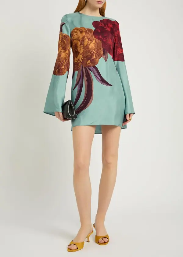 La DoubleJ Floral-print Silk Mini Dress