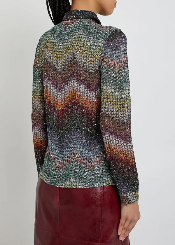 Missoni Sequin-embellished Zigzag Metallic-knit Shirt
