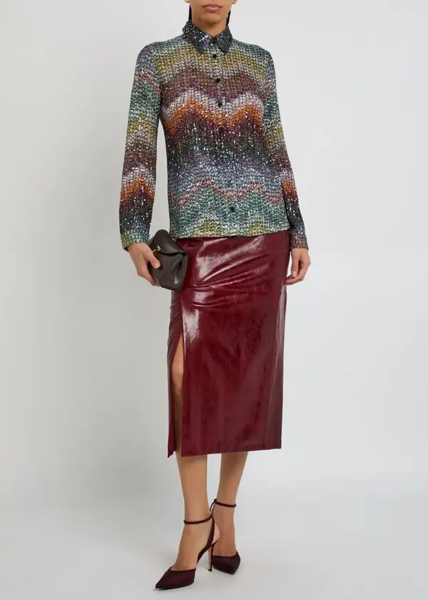 Missoni Sequin-embellished Zigzag Metallic-knit Shirt