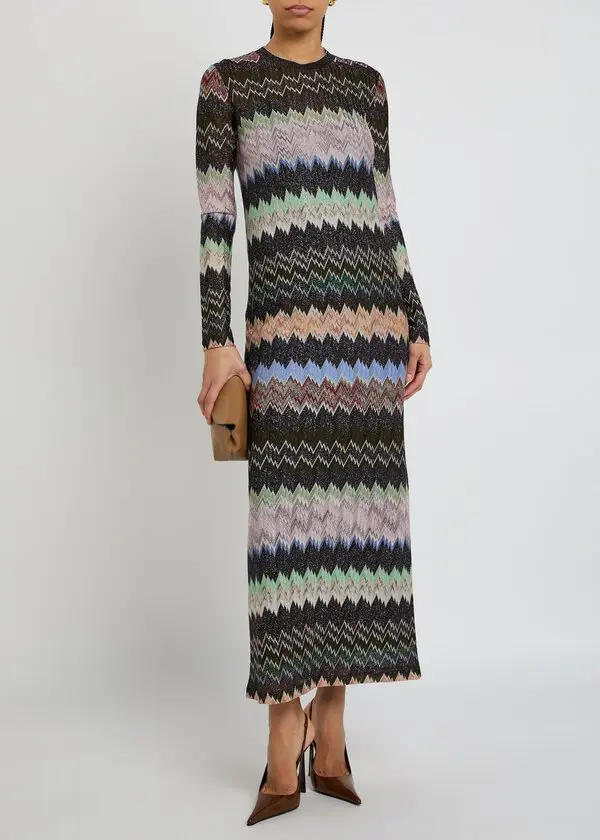 Missoni Zigzag Intarsia Fine-knit Midi Dress