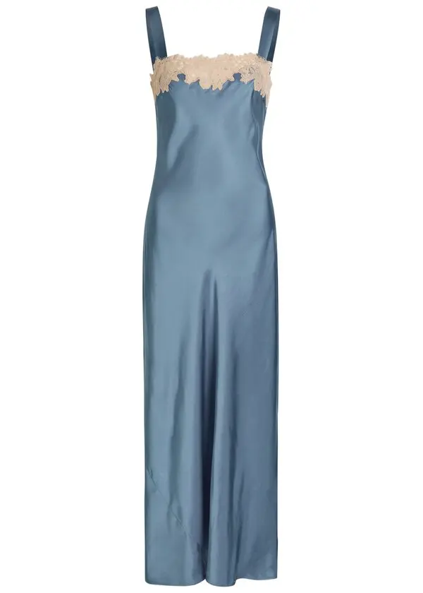 Rixo Rosamarie Lace-trim Satin Midi Slip Dress