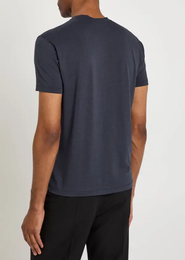 TOM FORD Logo-embroidered Jersey T-shirt - Navy