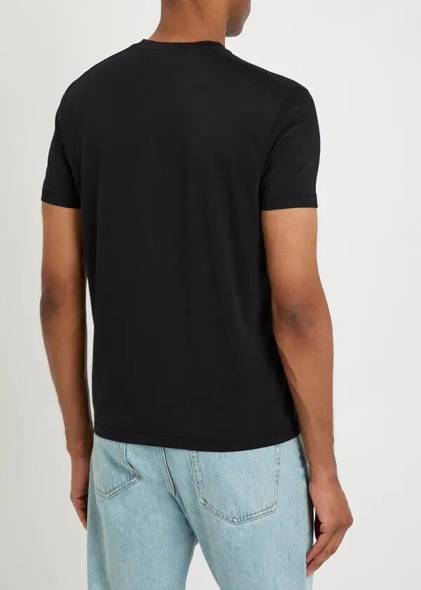 TOM FORD Logo-embroidered Jersey T-shirt - Black