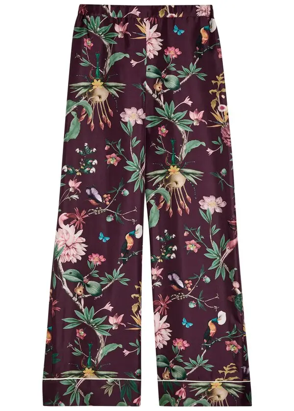 La DoubleJ Printed Silk-twill Trousers