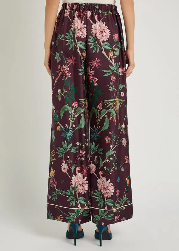 La DoubleJ Printed Silk-twill Trousers